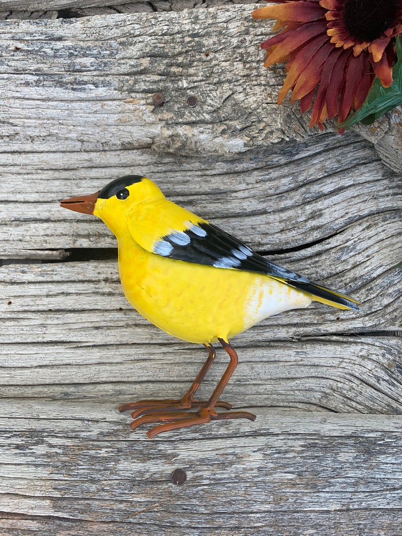 Small Hand-painted Metal Gold Finch 6.0 Tall Yellow - Etsy