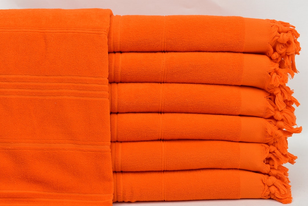 Personalized Beach Towel, Custom Towel, Orange Towel, Striped Towel ...