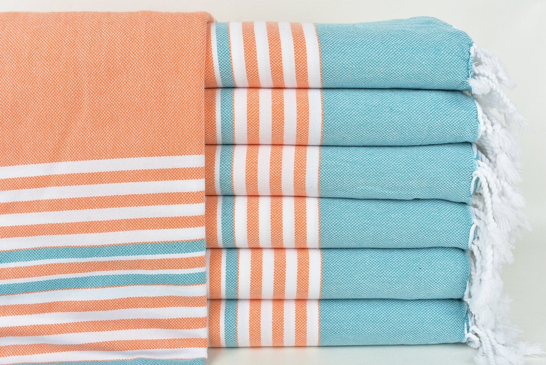 Personalized Towels, Personalized Beach Towel, Orange-petrol Green ...