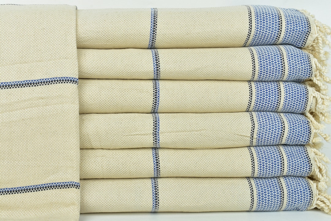 King Size Bedcover, Turkish Blanket, Sax Blue Blanket, Striped Blanket ...