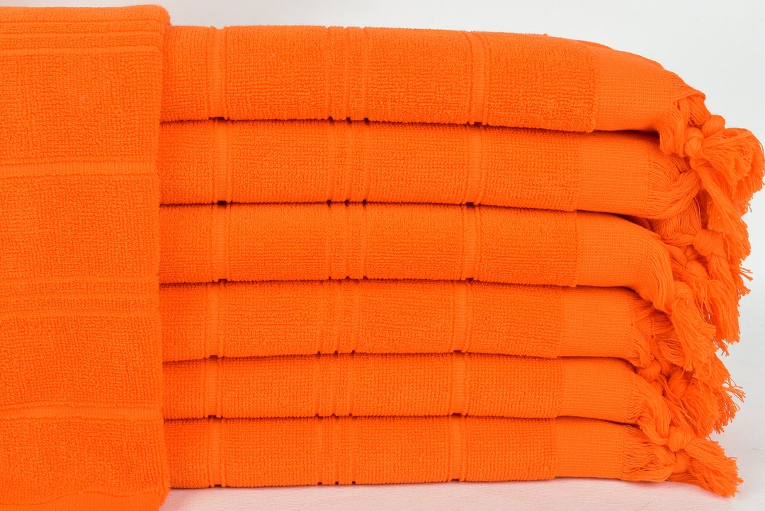New Home Tea Towel, Custom Embroidered Hand Towel, Orange Towel ...