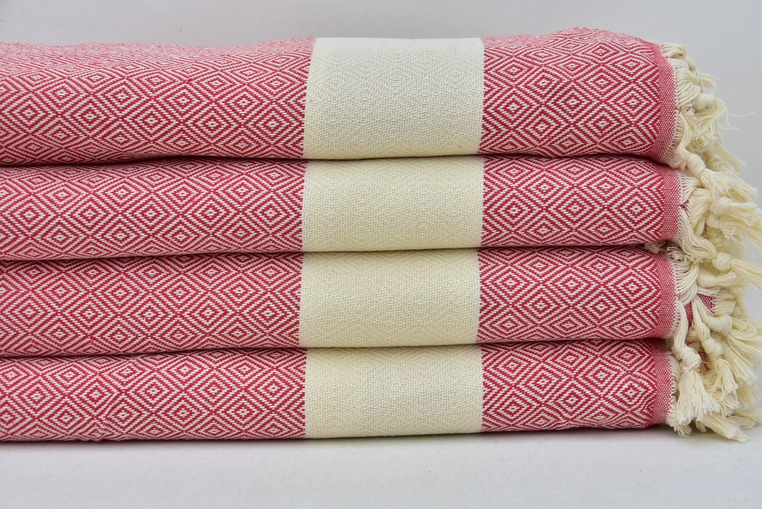 Red Blanket Gift Blanket Turkish Towel Geometrical Blanket Turkish ...