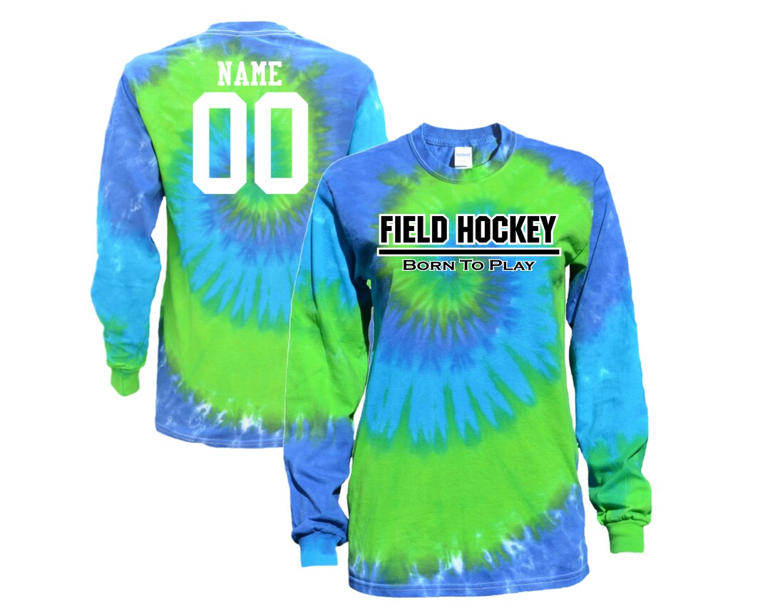 Customizable Field Hockey Blue Green Tie Dye Long Sleeve With - Etsy