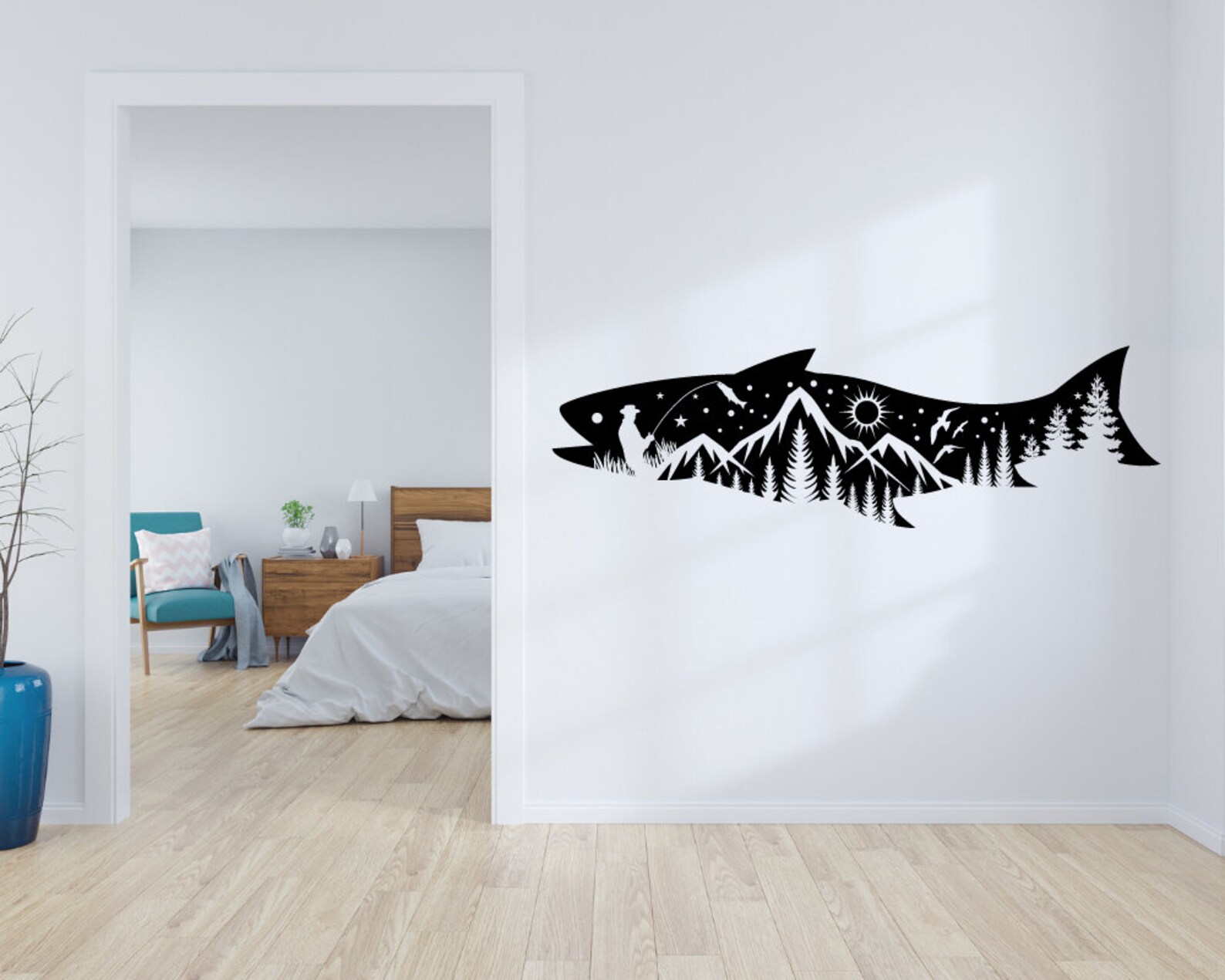Salmon Mountain and Trees SVG for Cricut / Trout Svg / Hunting and ...