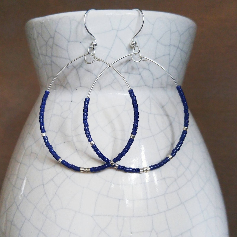 Navy Blue Hoops - Etsy