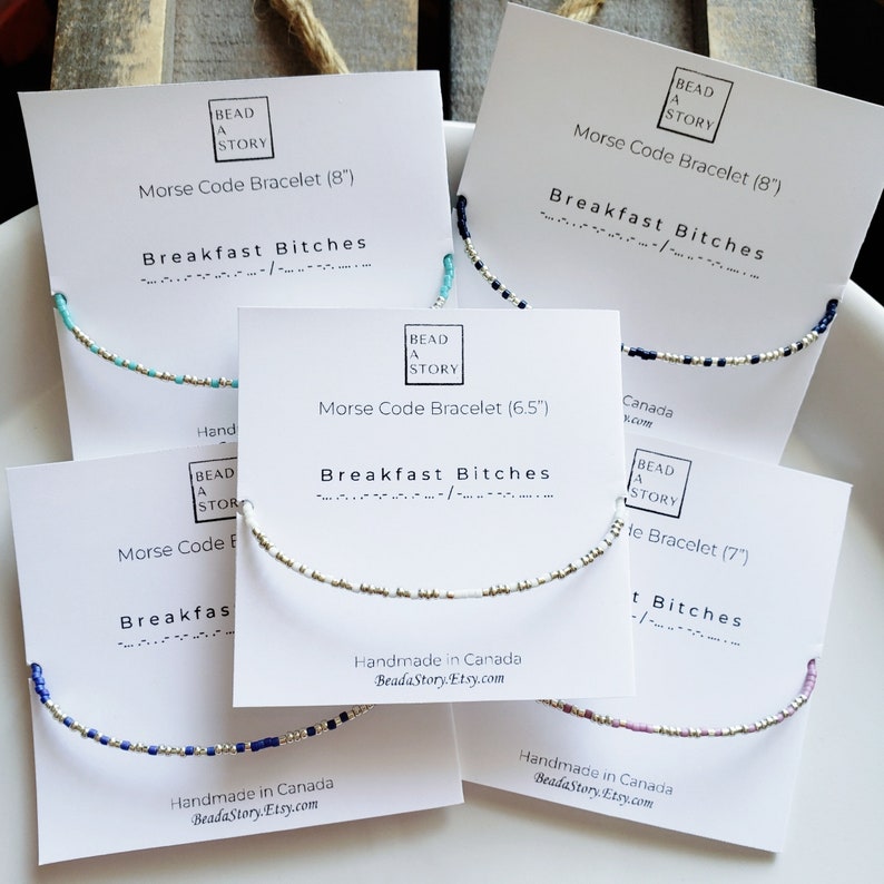 Morse Code Bracelet, Custom Beaded Silver Bracelet, Gift for Girl ...