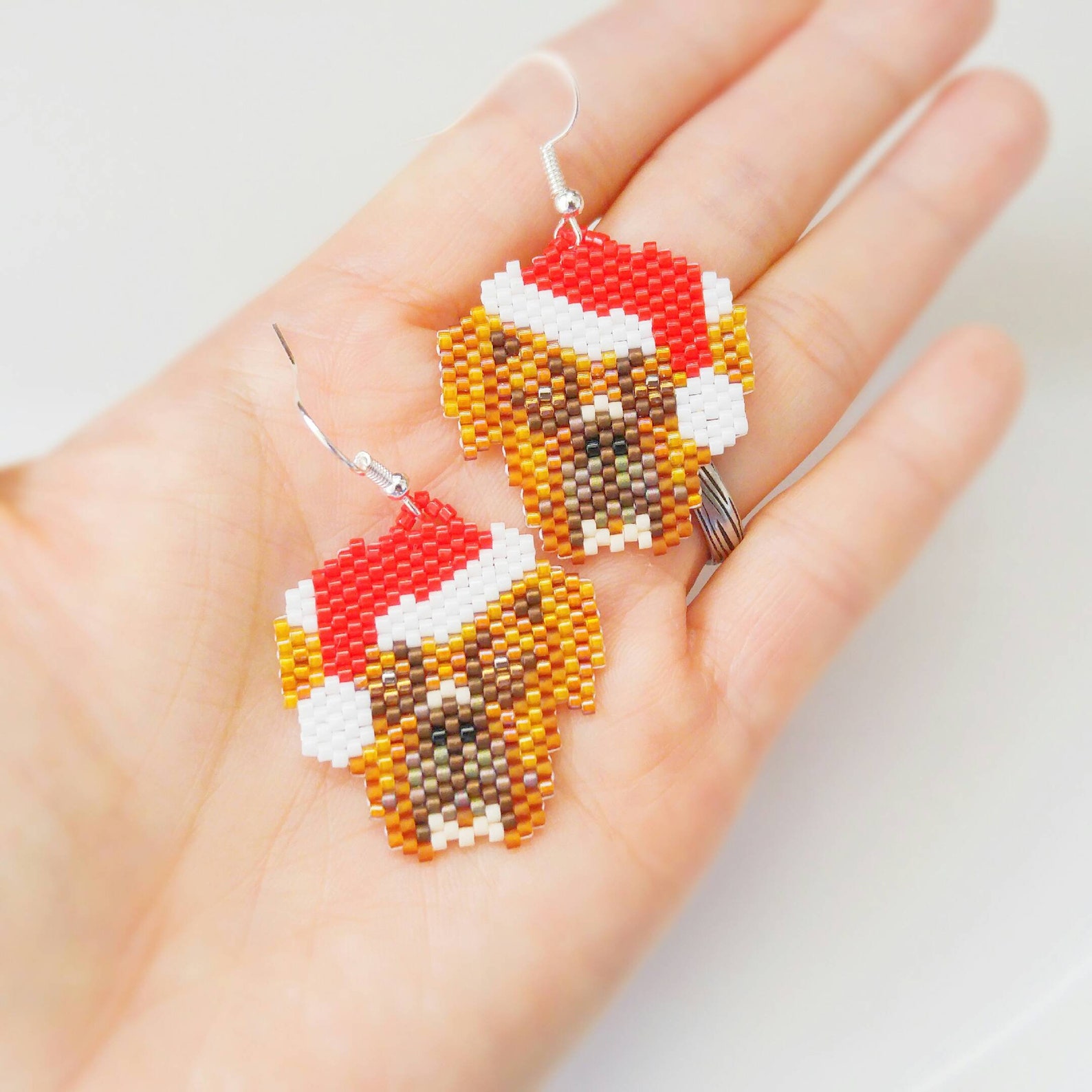 Dog Earrings, Beaded Boxer Dog Earrings, Dog Christmas Earrings, Boxer ...