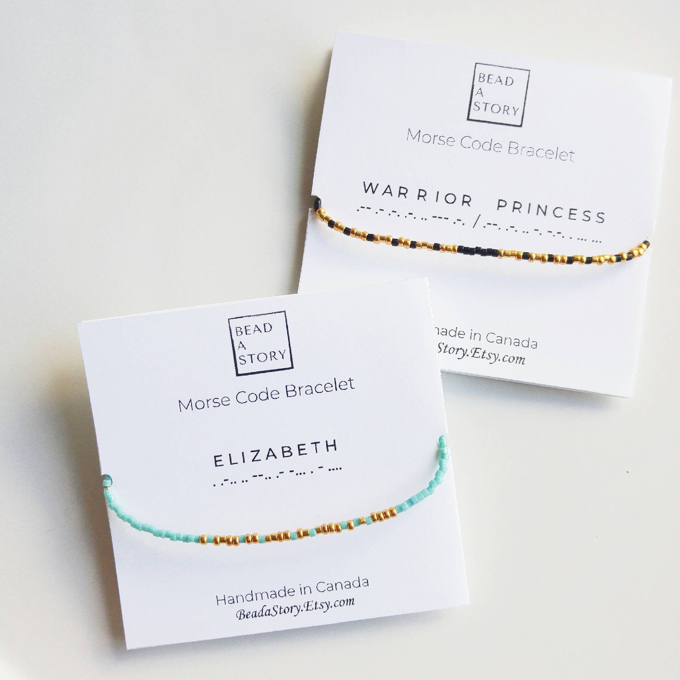 Morse Code Bracelet Custom Beaded Turquoise Bracelet | Etsy Canada