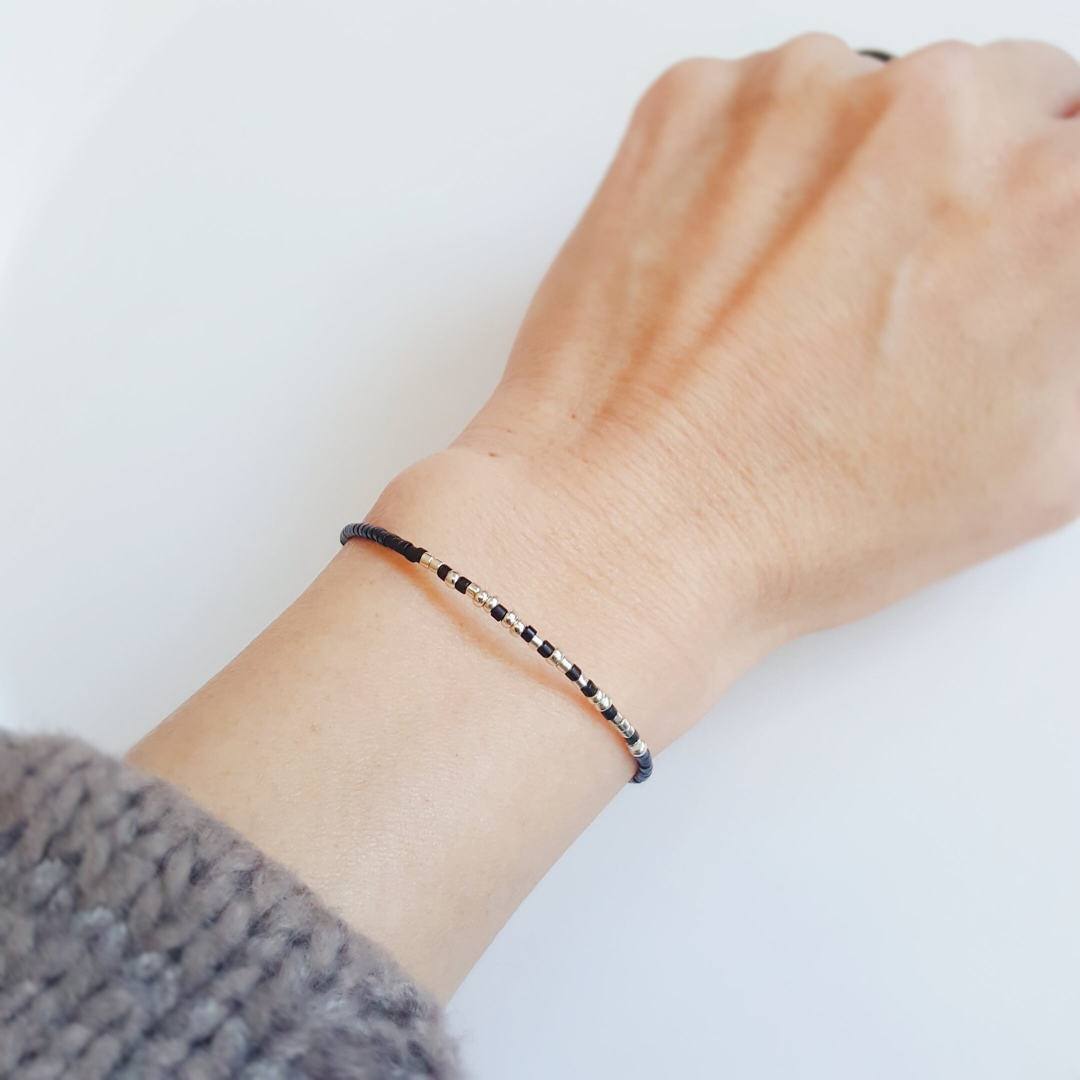 Morse Code Bracelet Custom Beaded Silver Bracelet | Etsy