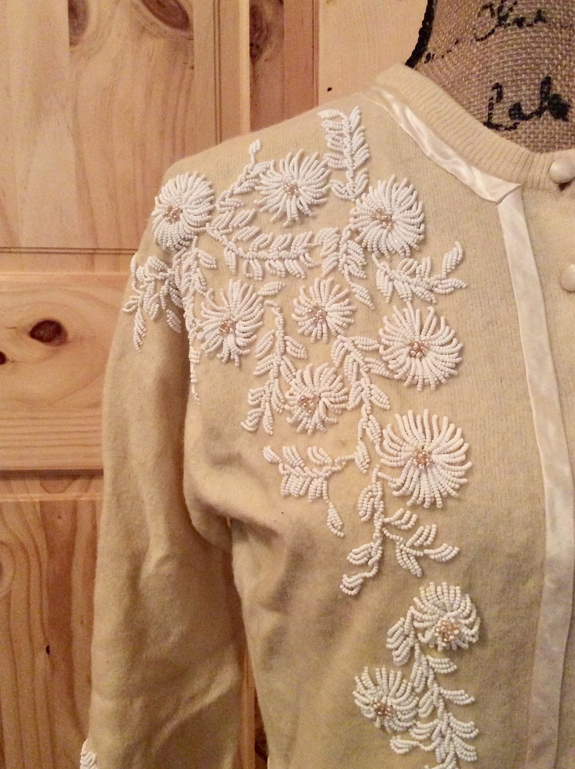 Vintage Cashmere & Angora Beaded Cardigan - Etsy