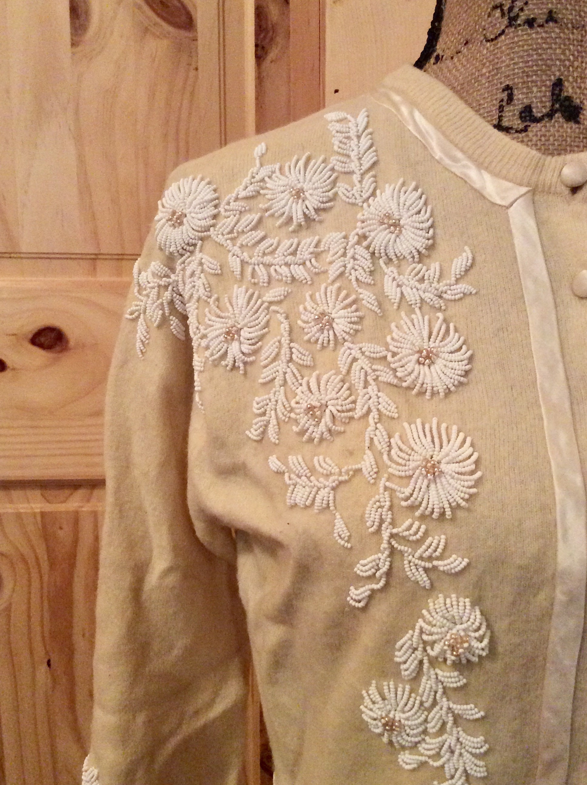 Vintage Cashmere & Angora Beaded Cardigan - Etsy