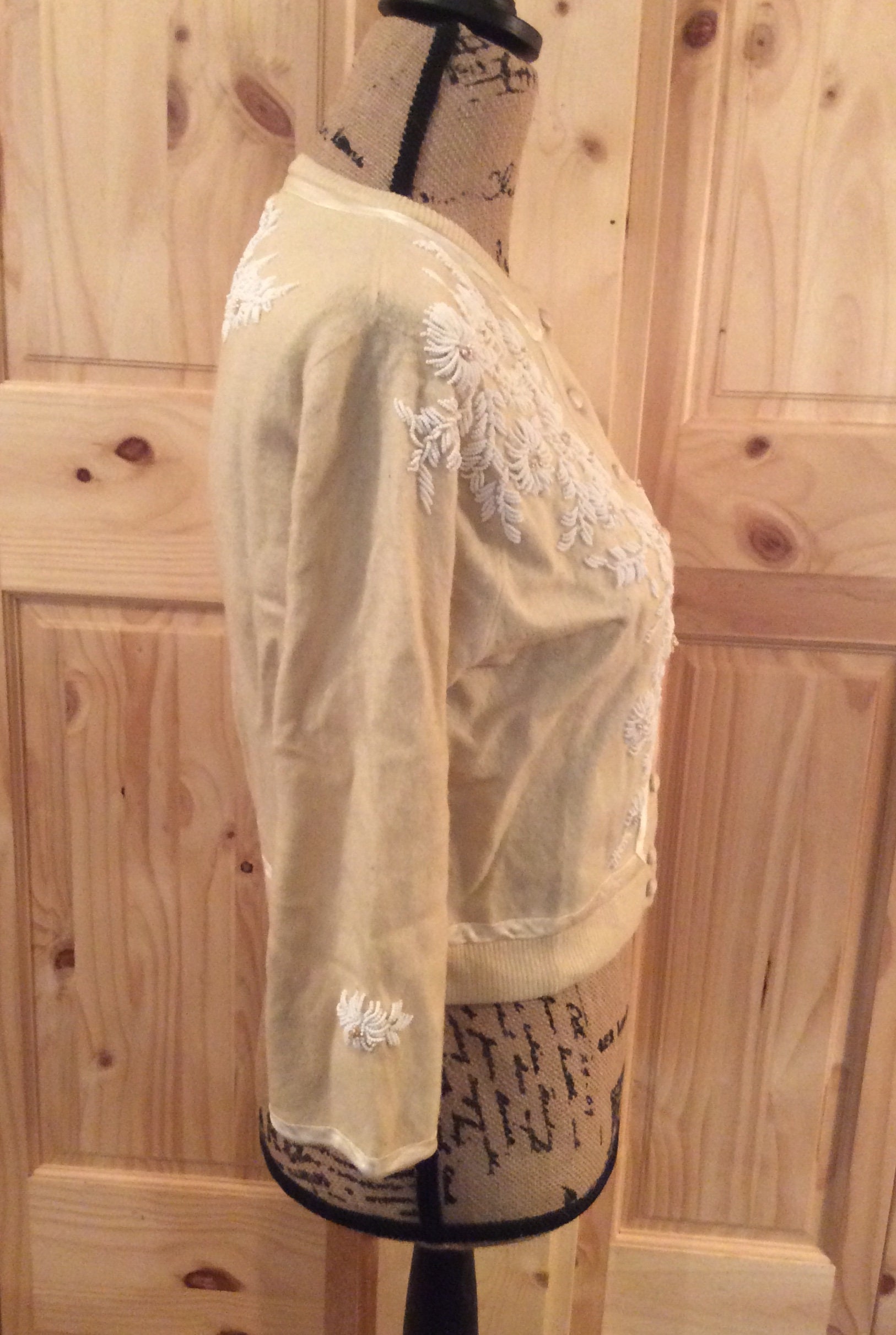 Vintage Cashmere & Angora Beaded Cardigan - Etsy
