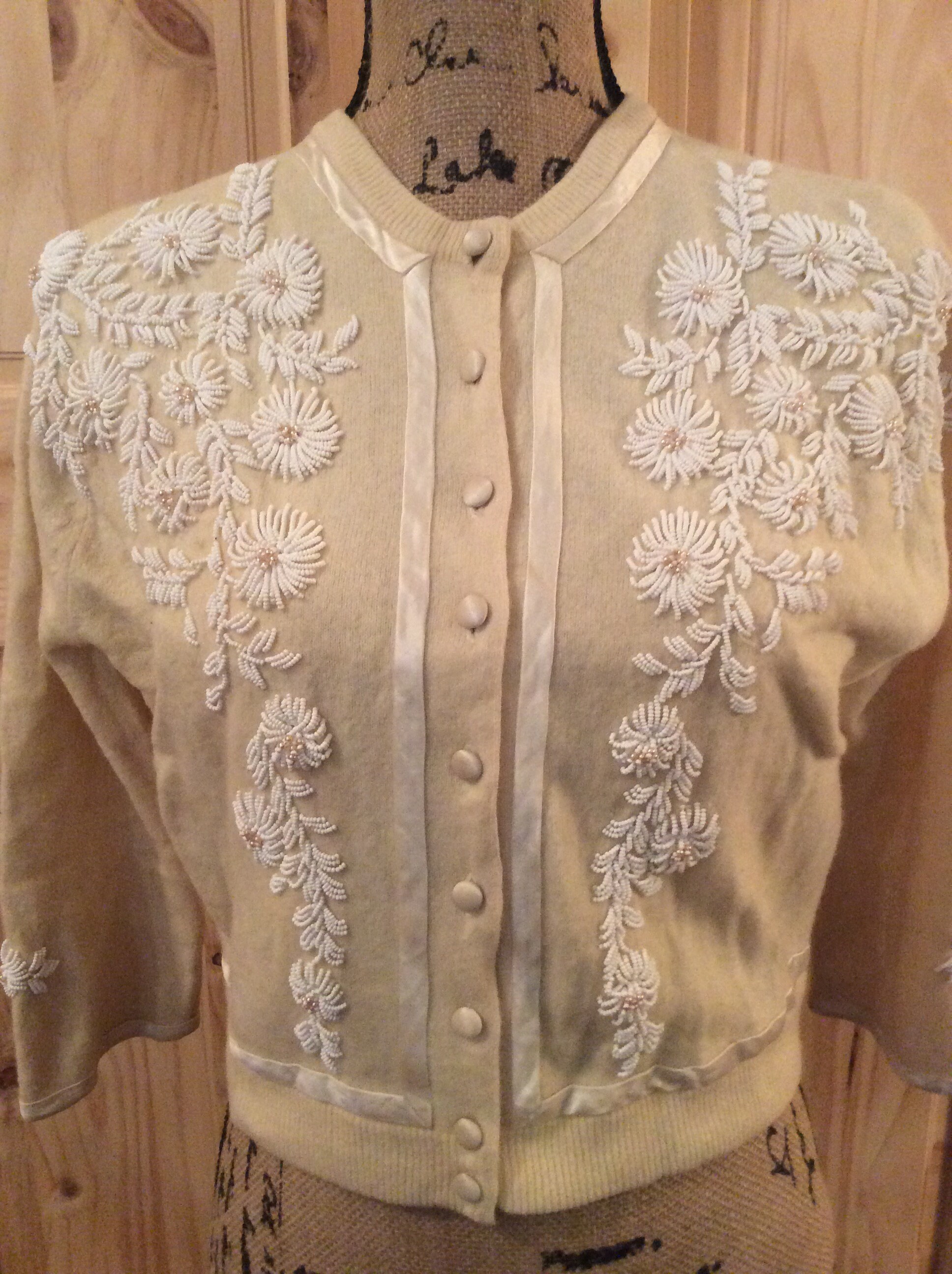 Vintage Cashmere & Angora Beaded Cardigan - Etsy