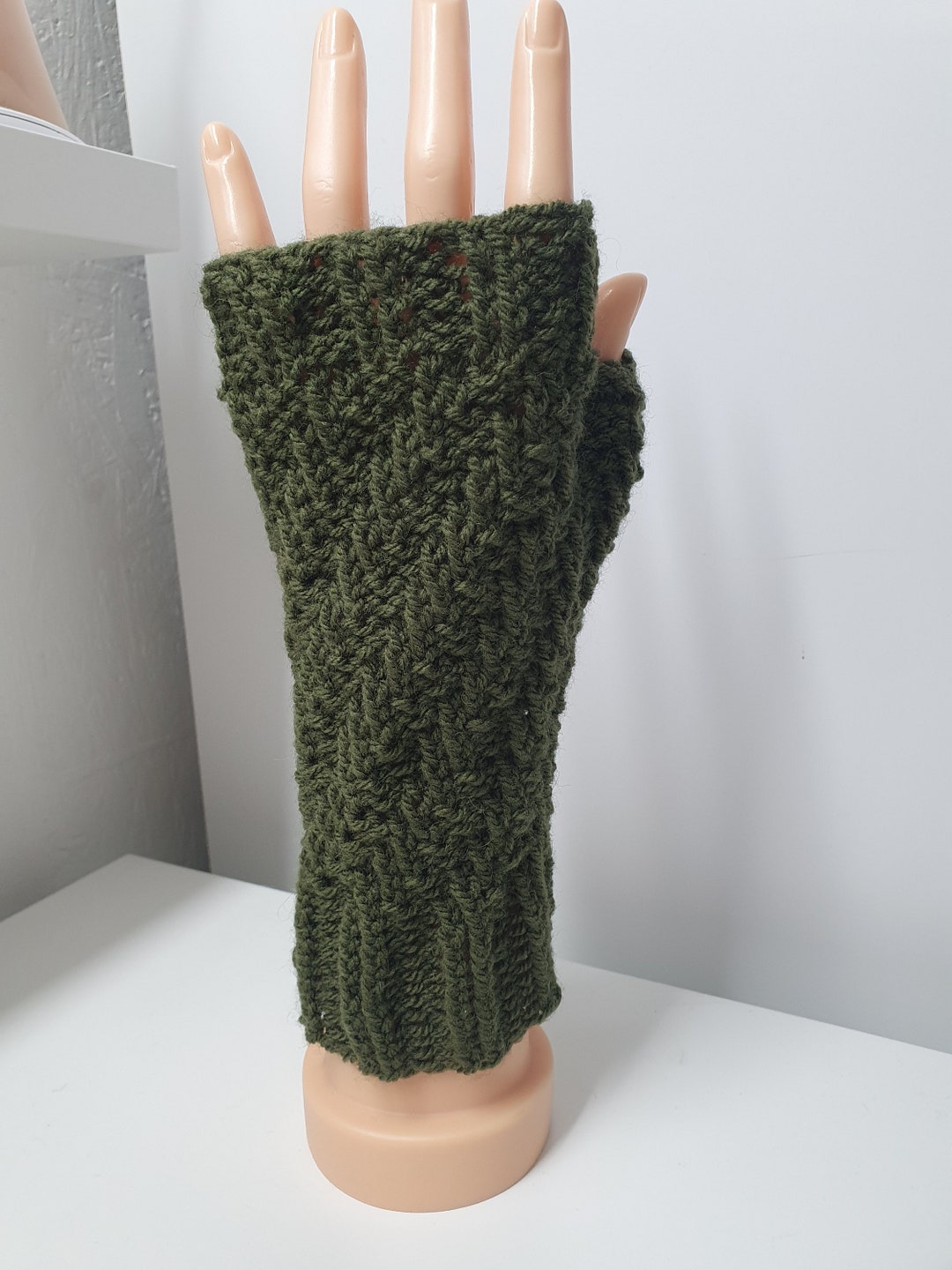 Handknitted Fingerless Gloves: Cozy Acrylic Mittens - Etsy