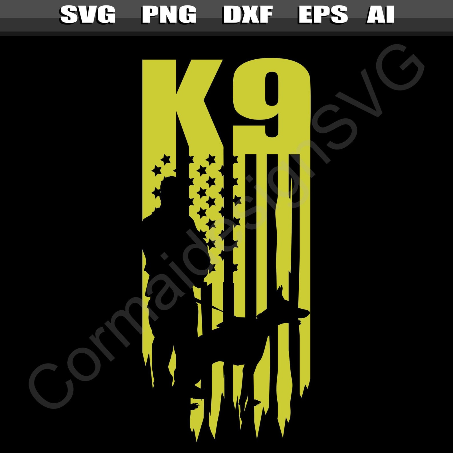 American Flag K9 Handler Svg, K9 Unit Svg, K-9 Unit Svg, K9 Officer Svg ...