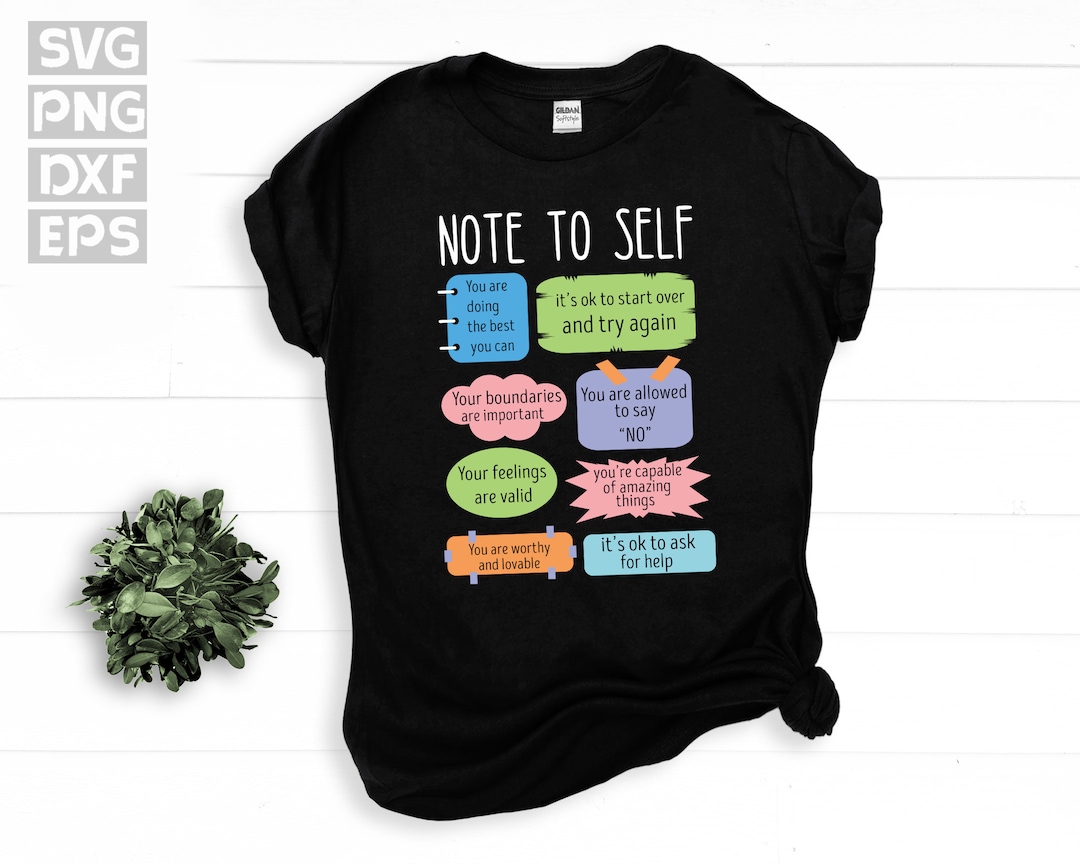SVG, Png, Dxf, Eps - Note to Self Mental Health Awareness Sticky Notes ...