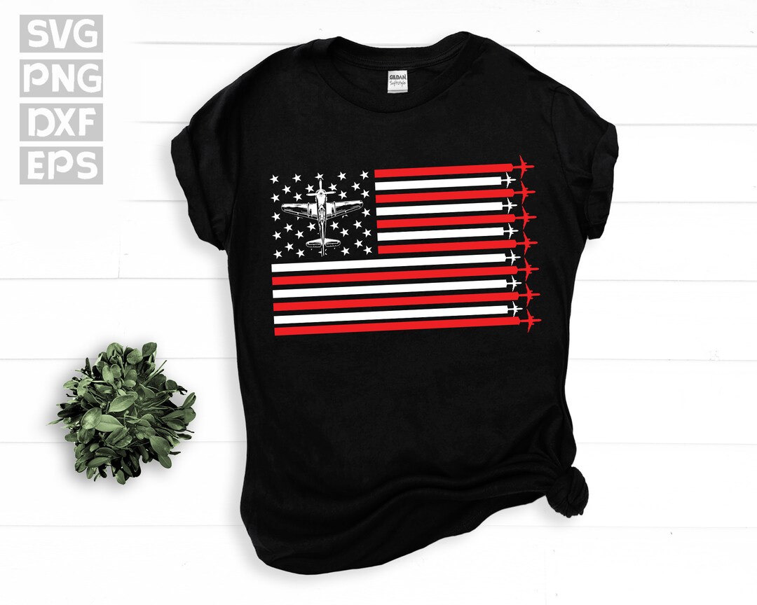 SVG, Png, Dxf, Eps American Flag Airplane, Patriotic Plane, USA Flag ...