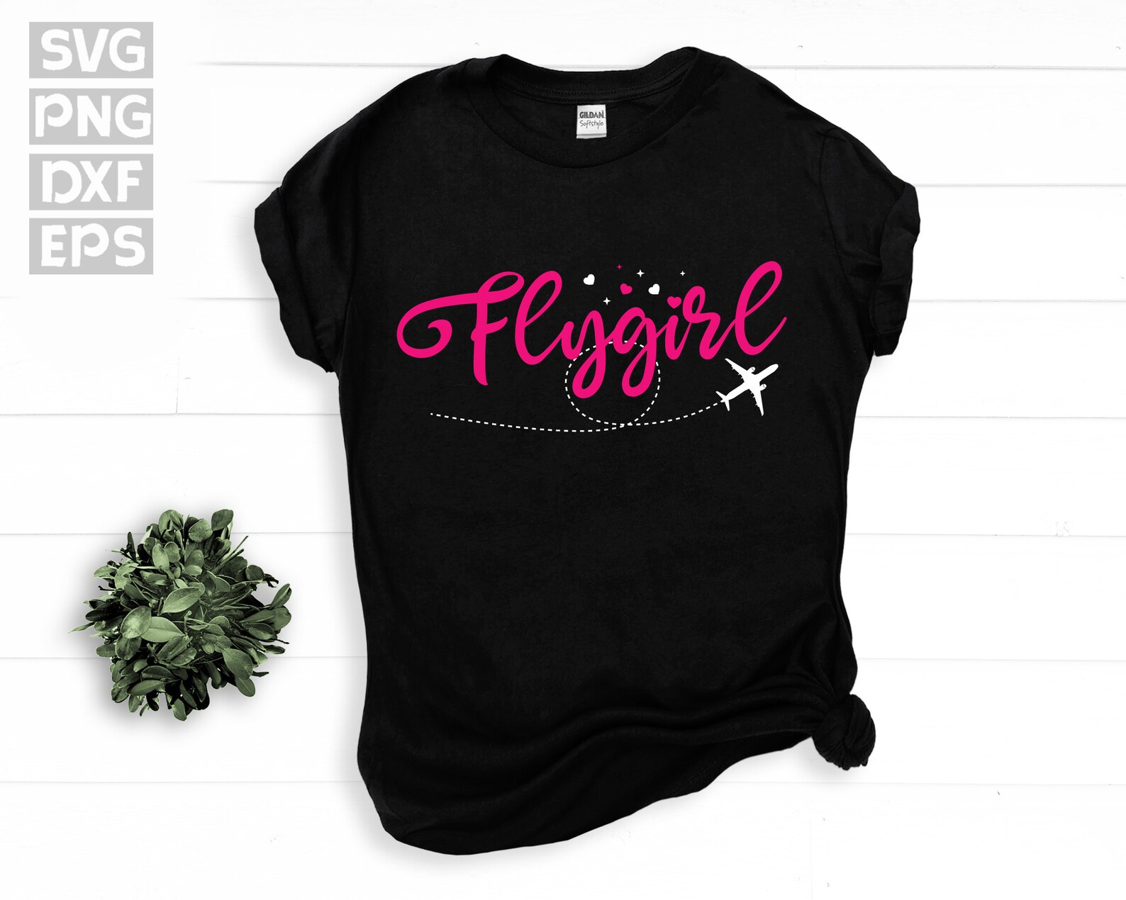 SVG, Png, Dxf, Eps Flygirl, Pink Plane Graphic Art for Female Pilot ...