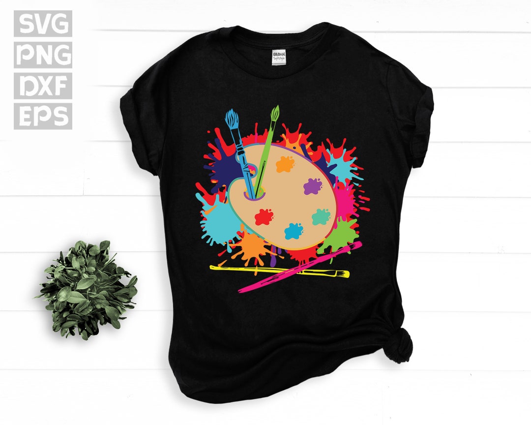 SVG, Png, Dxf, Eps - Artist Palette With Colorful Paint Splatter, Paint ...
