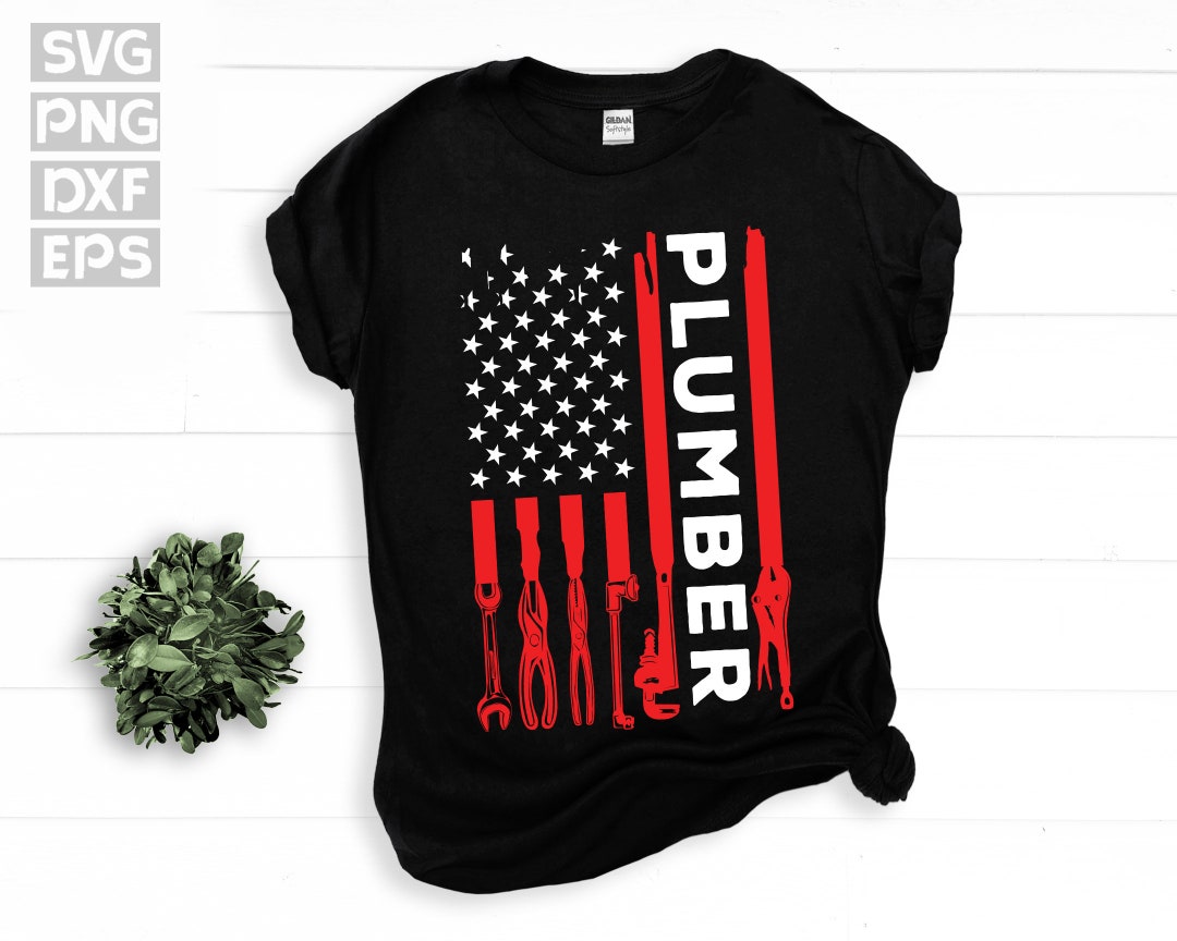SVG, Png, Dxf, Eps American Flag Plumber Graphic, Plumbing Trade School ...