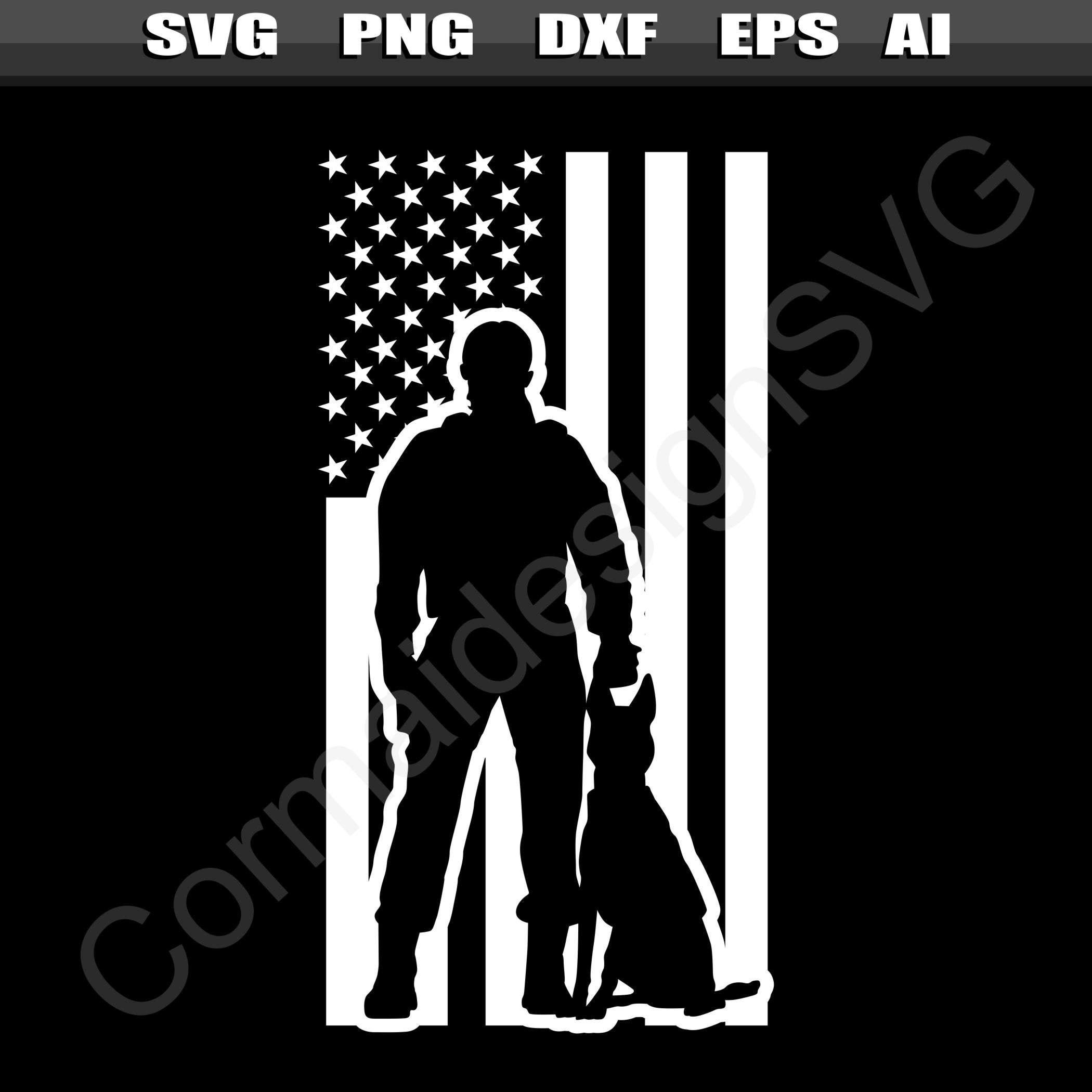 American Flag K9 Officer SVG, Patriotic Svgs, German Shepherd K-9 ...