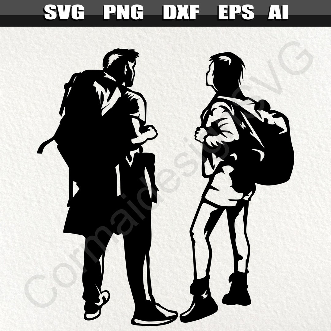 Man and Woman Hiking Silhouette Svg, Hiker Silhouette .svg, Husband and ...