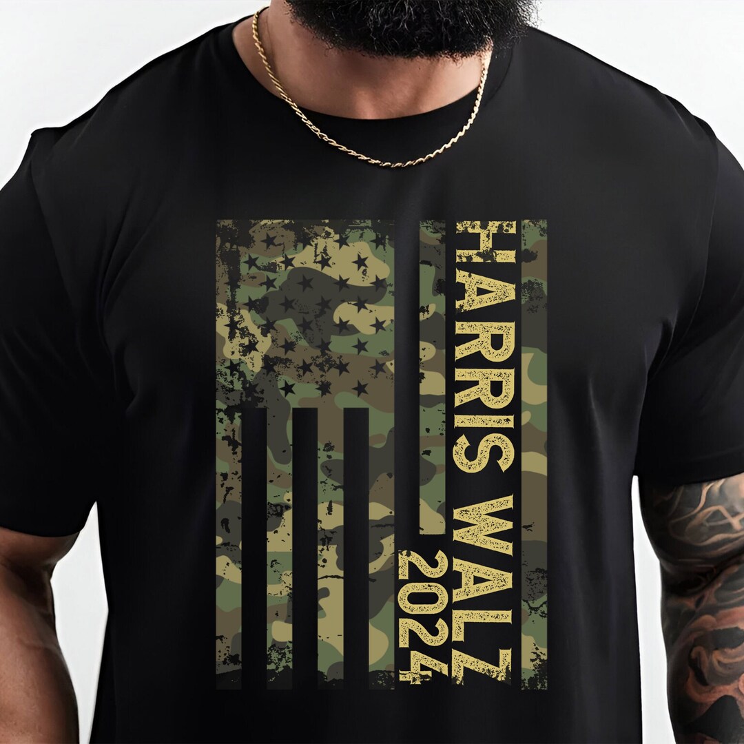 SVG, Png, - Camo Harris Walz 2024. Camouflage American Flag, Patriotic ...