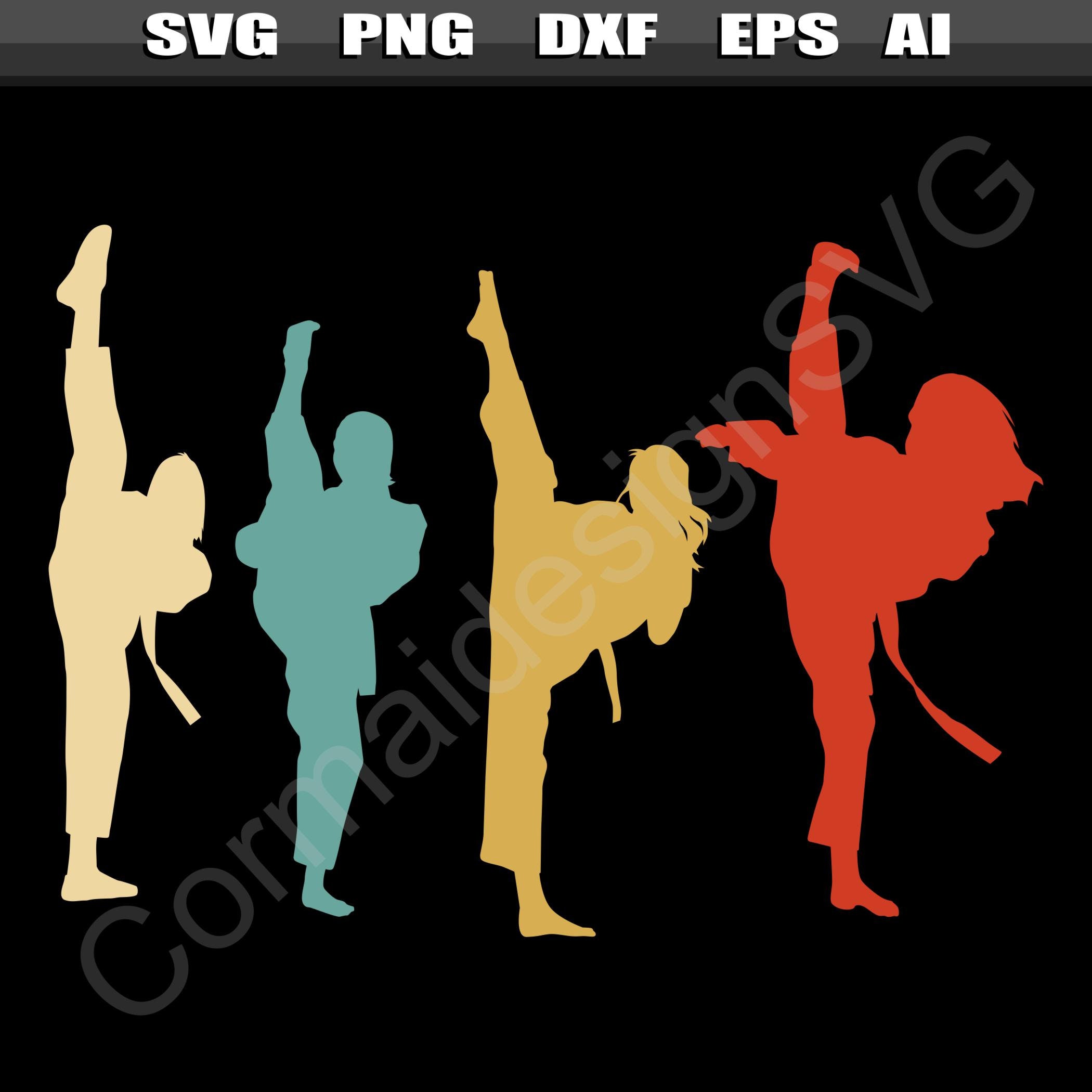 Retro Taekwondo Kick Svg, Retro Karate Kick Svg, Martial Arts Svg ...