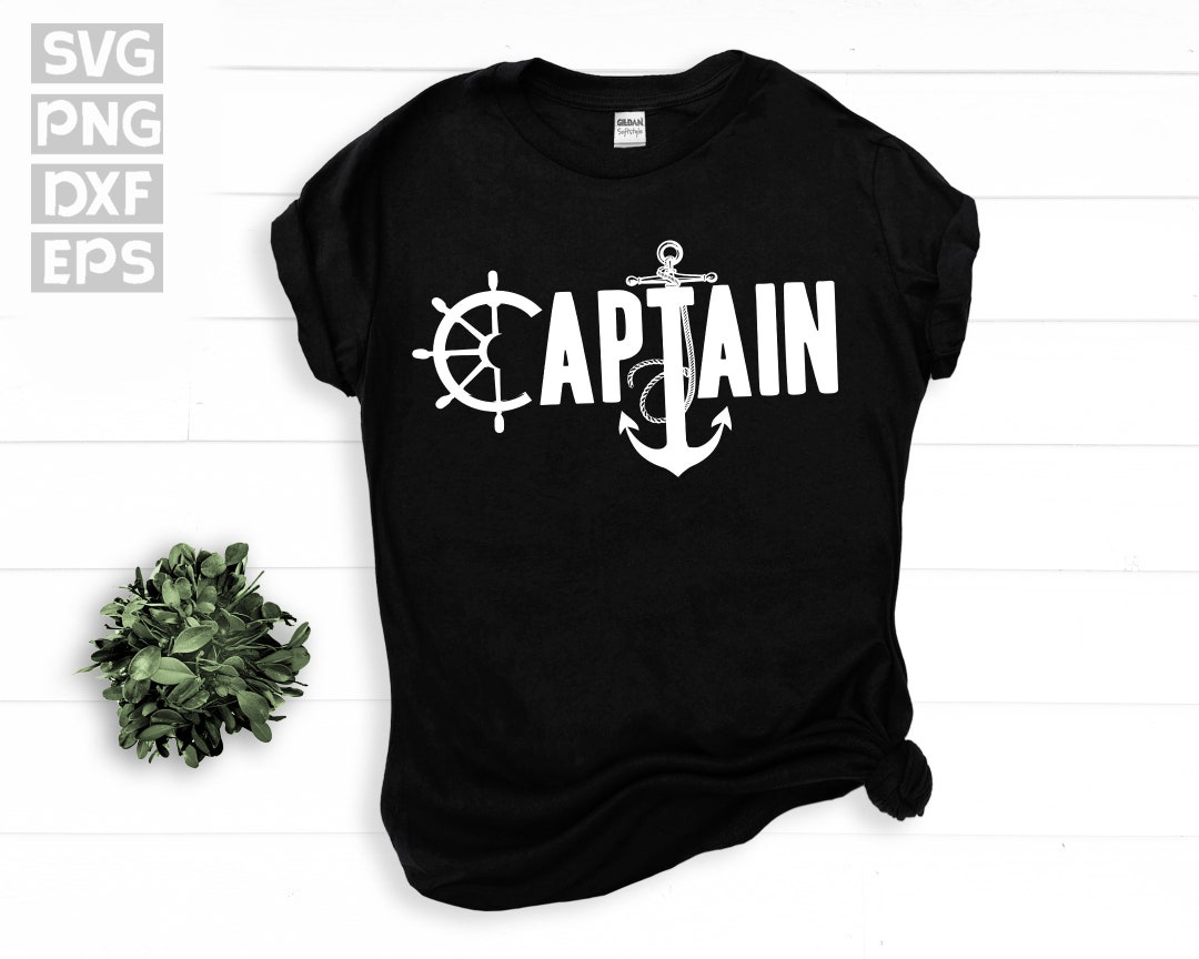 SVG, Png, Dxf, Eps - Minimal Boat Captain Graphic, Boat Helm & Anchor ...