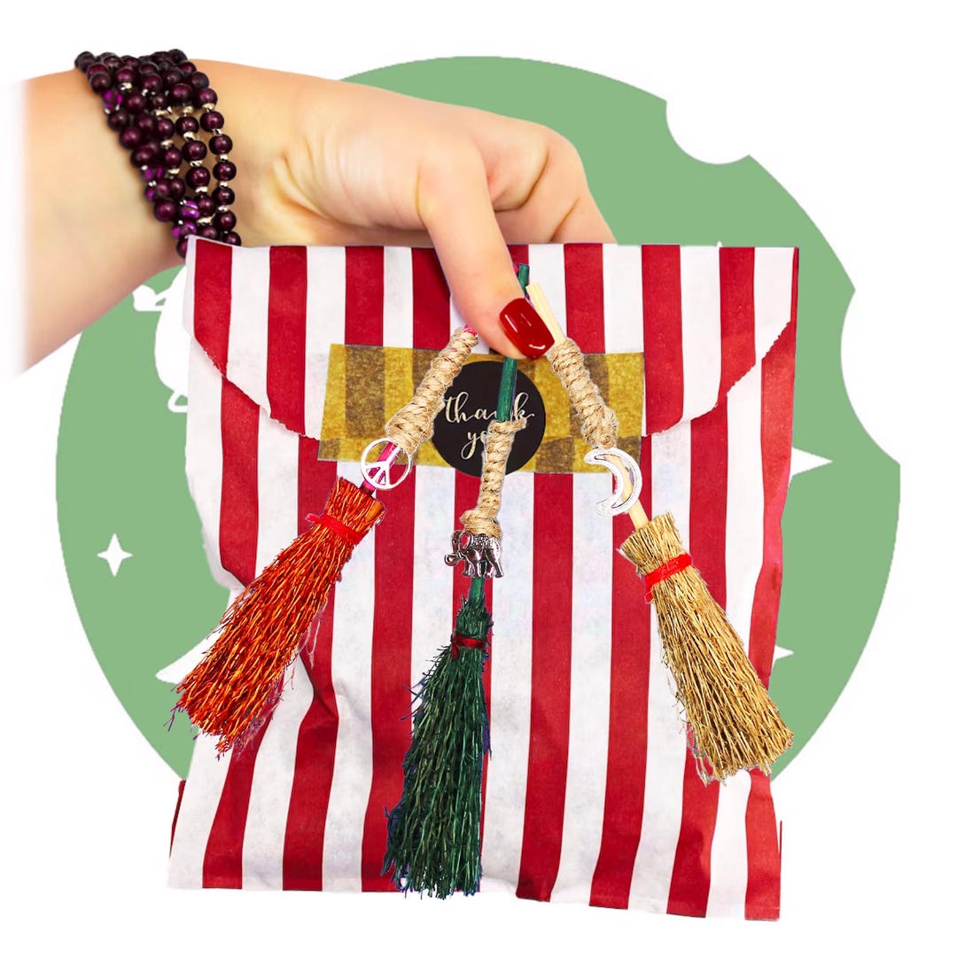 Mini Broom Lucky Dip • Handmade Witchy Gift • Mystery Magic Broomstick ...