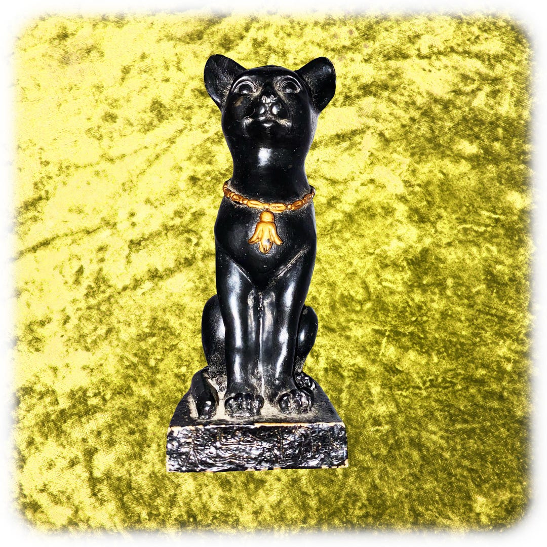 VINTAGE Black Cat Familiar Figure • Egyptian Goth Ornament • Rare ...