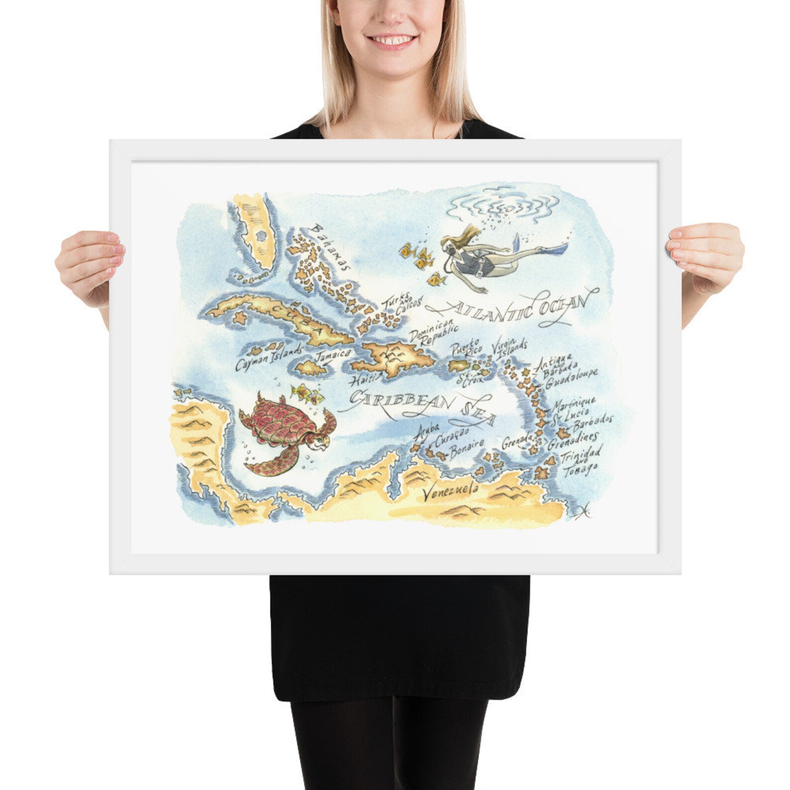 Framed Print of Caribbean, Caribbean Islands, Fine Art Print, Gicleé ...