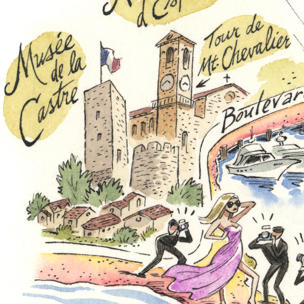 Cannes Festival, Cannes France, Map of Cannes, Giclee Print, Fine Art ...