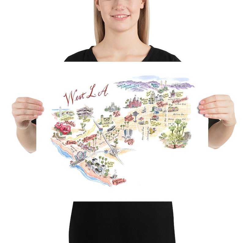 West Los Angeles Map Print, West L.A., Giclée Print, Hollywood - Etsy