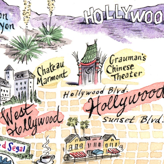 Hollywood Boulevard Los Angeles California Map