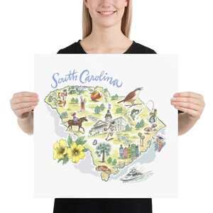 Print of South Carolina, Palmetto State Poster, South Carolina Artwork ...