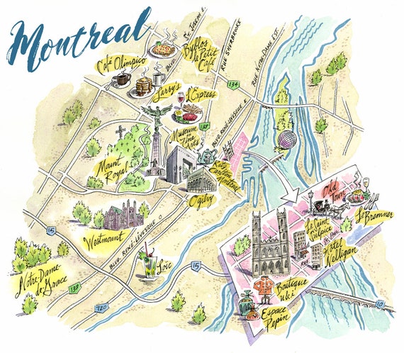 Impresión de Montreal Canadá Montreal Map Montreal Art | Etsy España