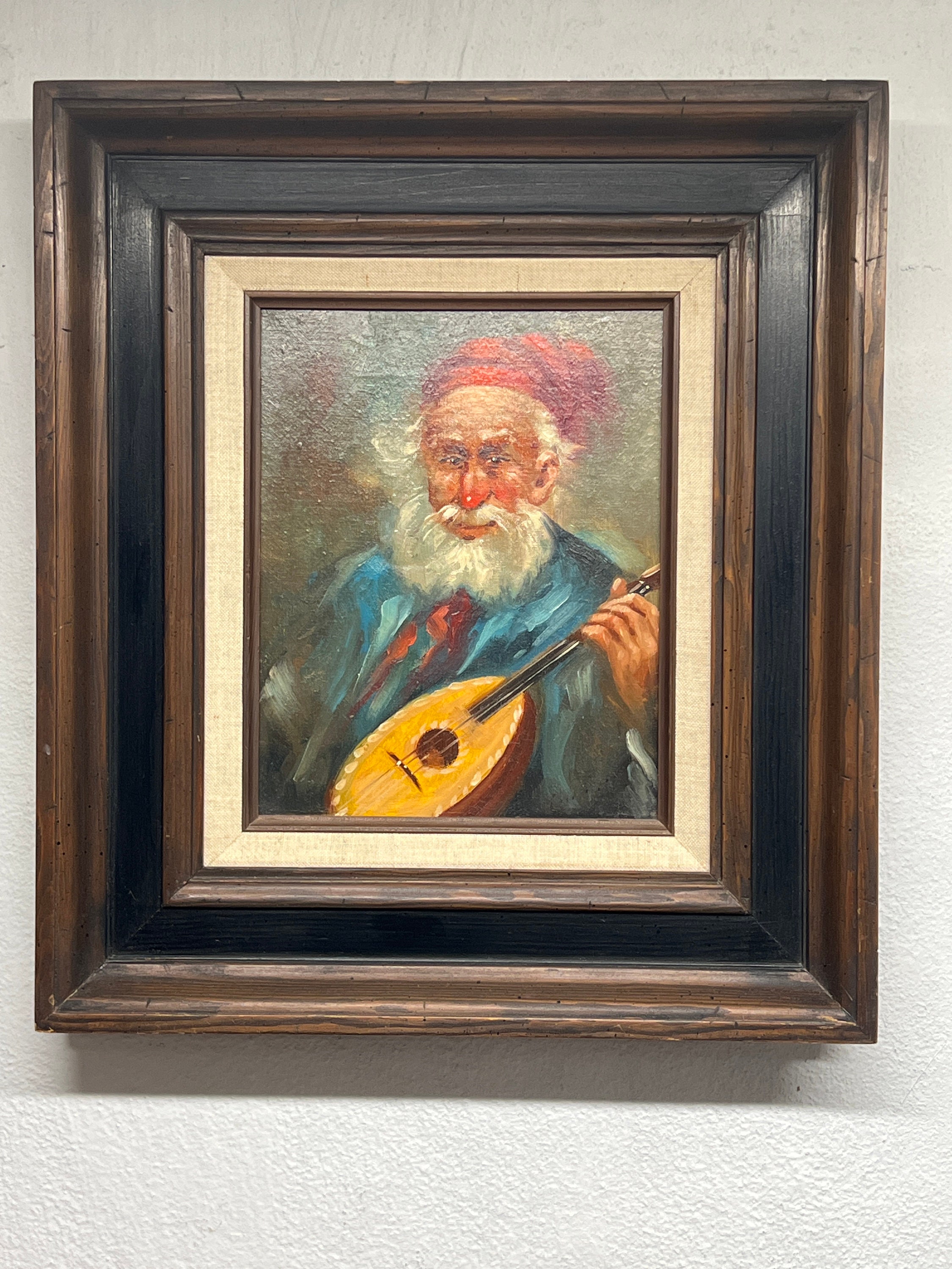 Vintage Oil Painting Man String Player - Etsy