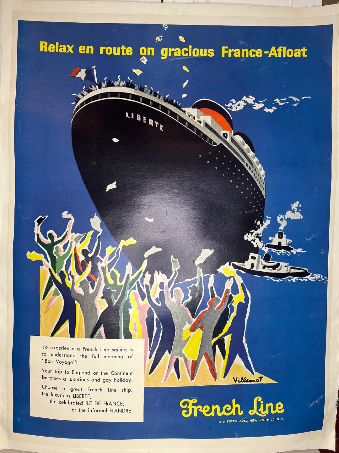 Original Bernard Villemont French Poster “french Line” (1911-1989) - Etsy
