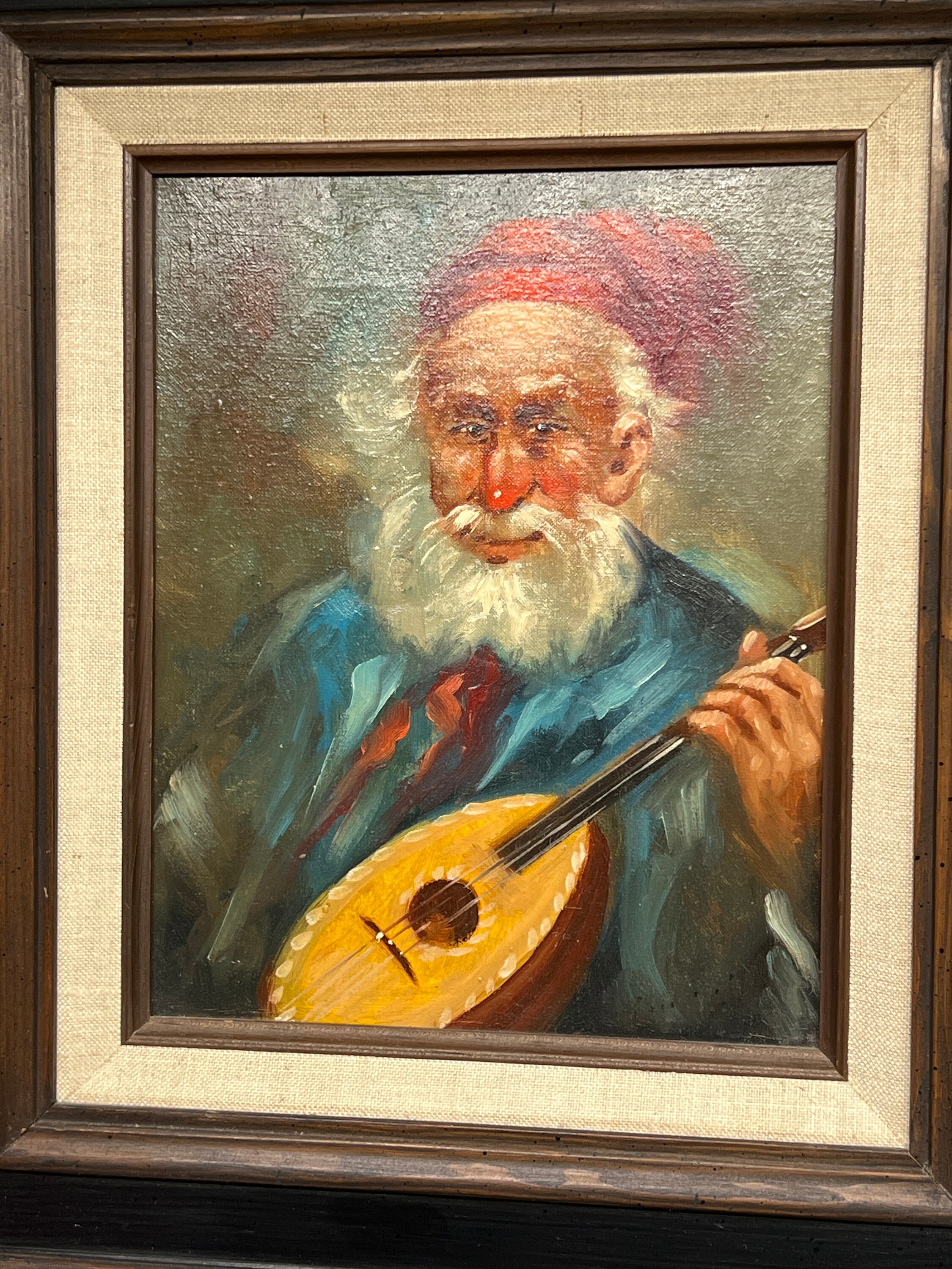 Vintage Oil Painting Man String Player - Etsy