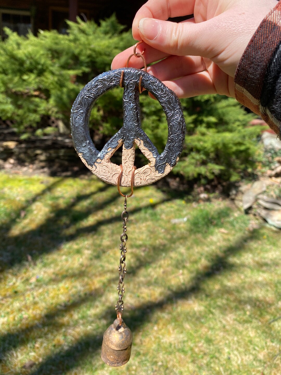 Metallic Peace Sign Wind Chime - Etsy