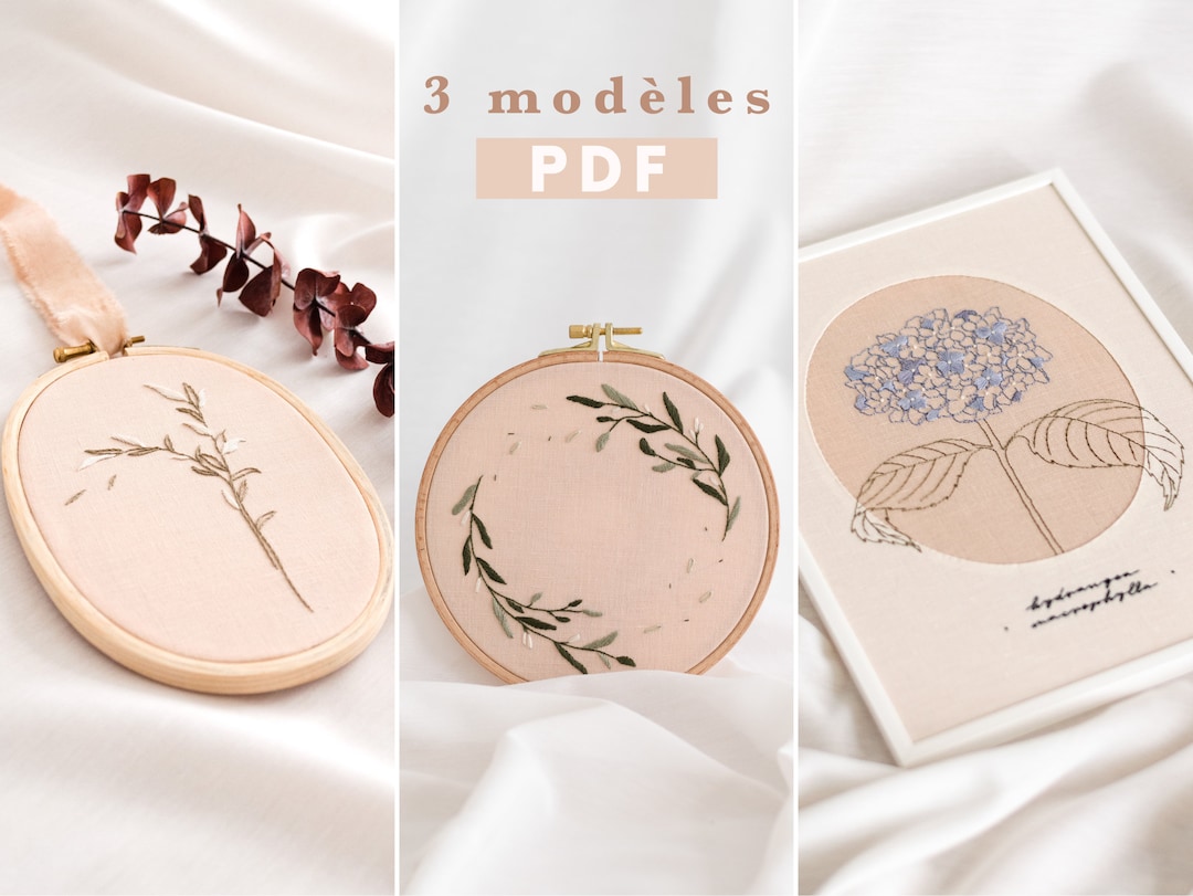 3 modèles de broderie et tutoriel PDF | Motifs à broder à la main pour ...