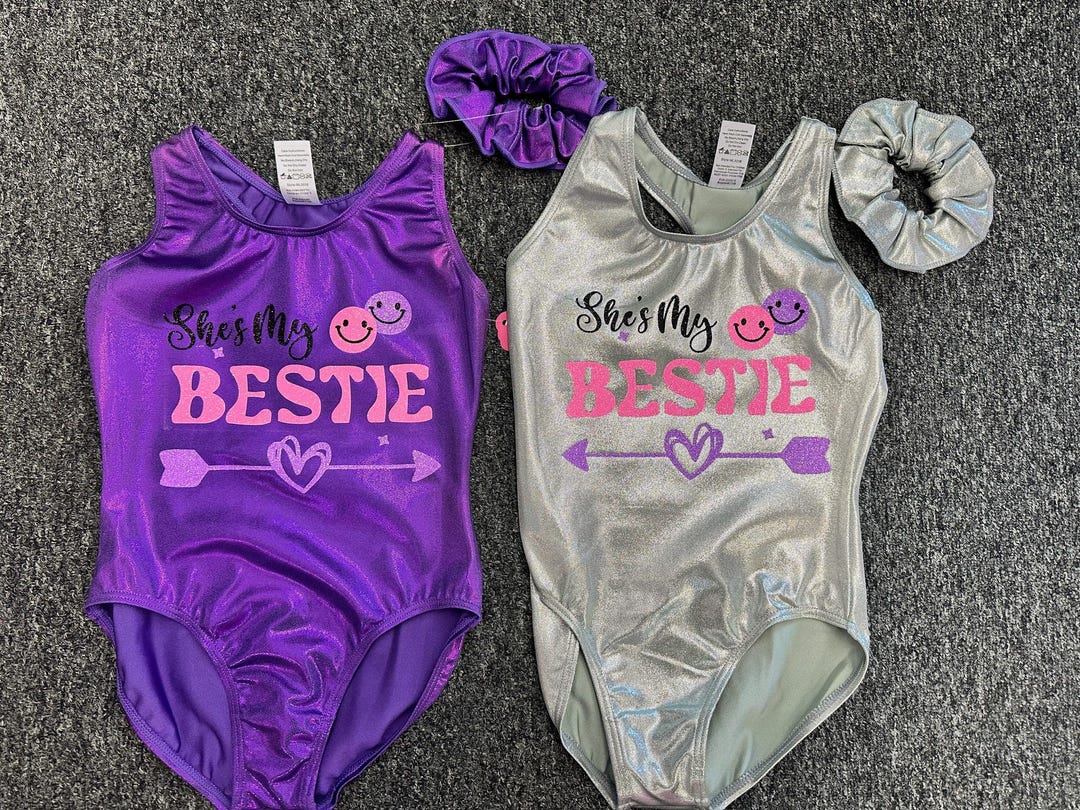 CUSTOM BESTIE Leotards 12 Designs Gymnastics Metallic Dance Cheer Best ...