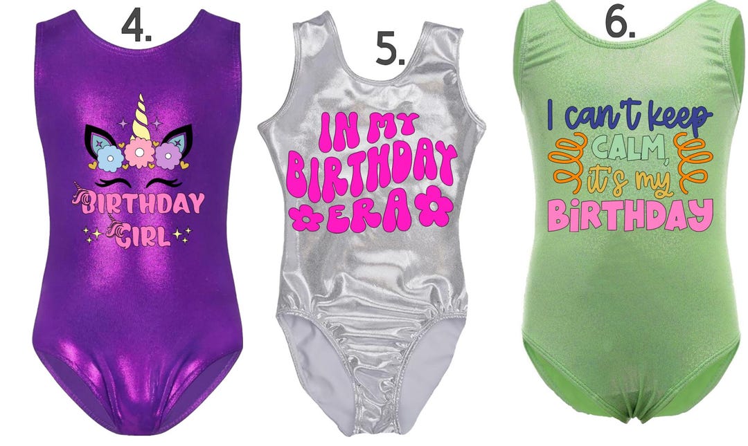 CUSTOM Birthday Leotards 15 OPTIONS Gymnastics Metallic Dance Cheer - Etsy