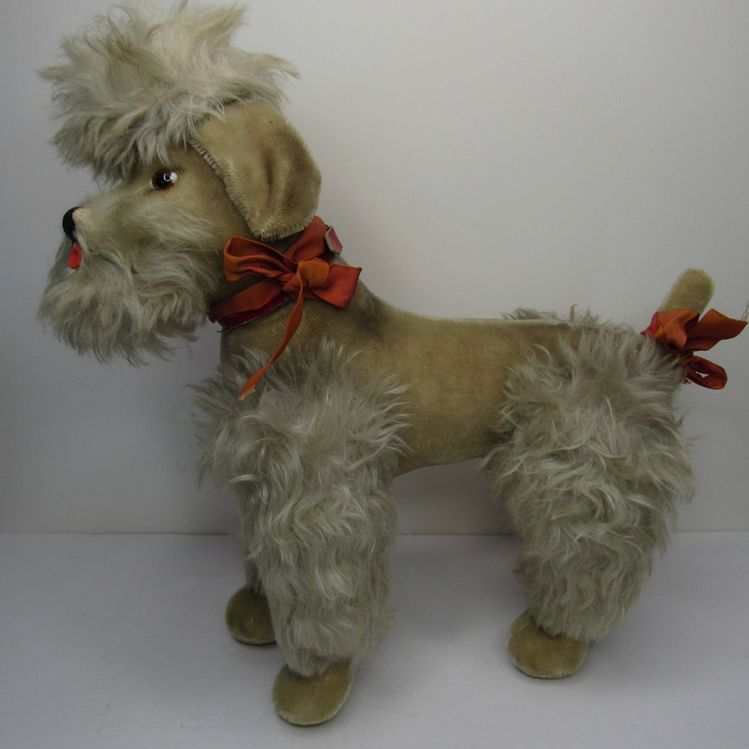 Vintage Steiff Poodle Snobby Grey Mohair Jointed 17" Missing Tags 43 Cm ...
