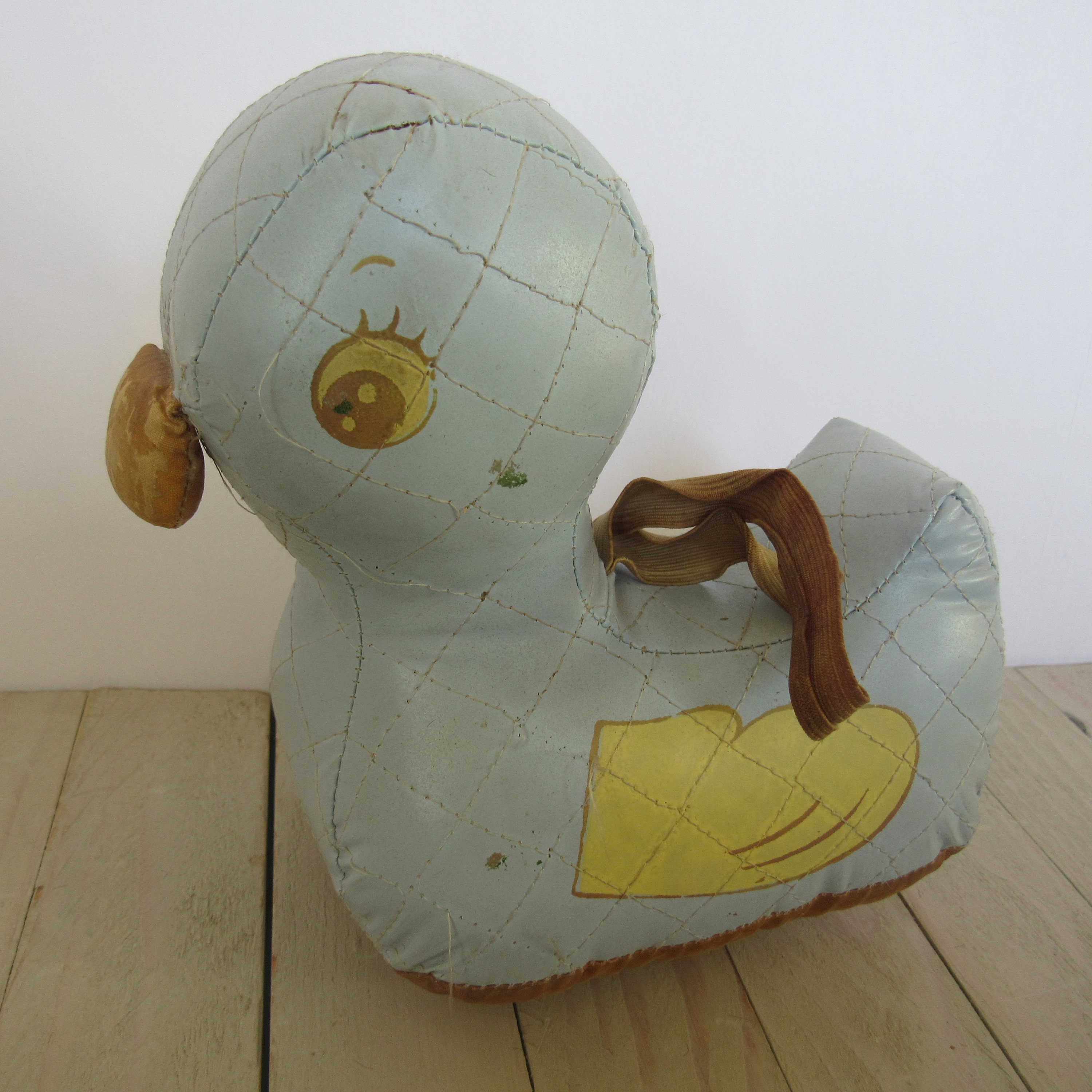 Vintage Stuffed Toy Plush Oil Cloth Duck Duckie Blue Crib Toy - Etsy