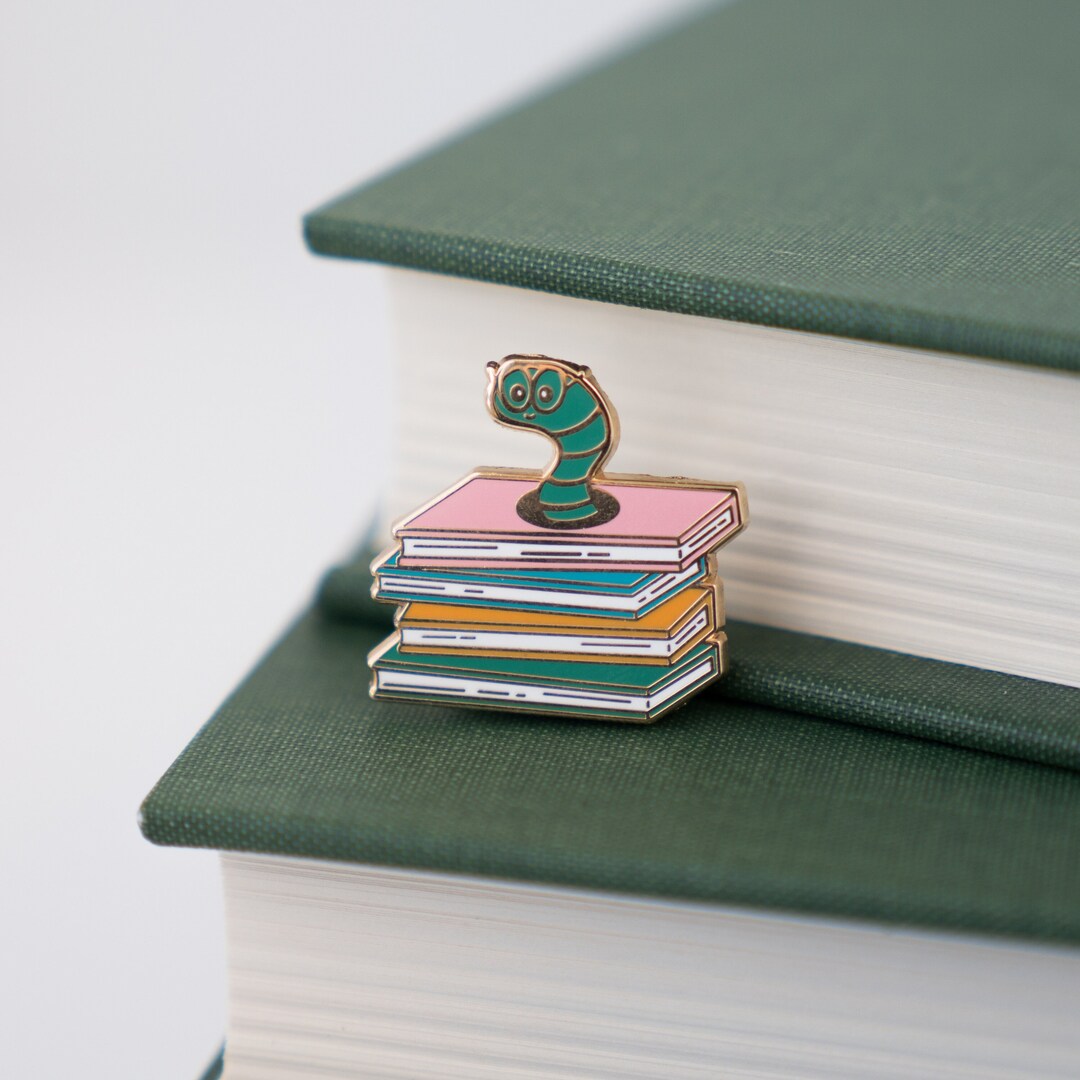 Bookworm Enamel Pin | Literary Gift, Bookish Gift, Bookish Pin, Book ...