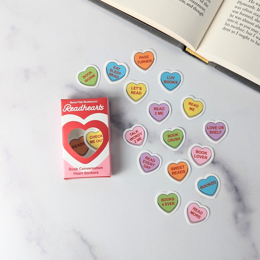 Readhearts Book Conversation Heart Stickers | Vinyl Valentine's ...