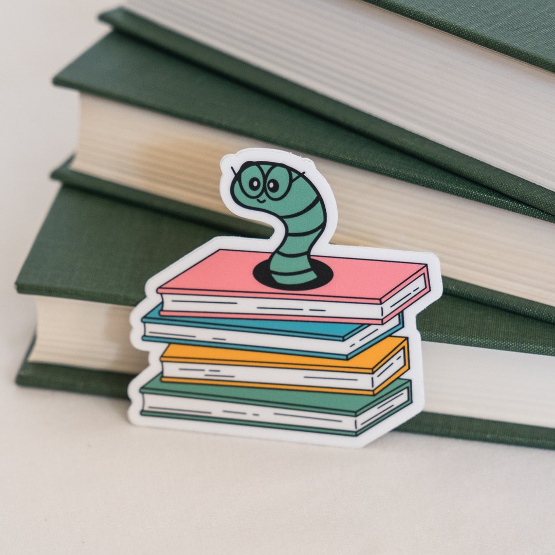Bookworm Sticker | Vinyl Decal | Vinyl Sticker | Water Bottle Sticker ...
