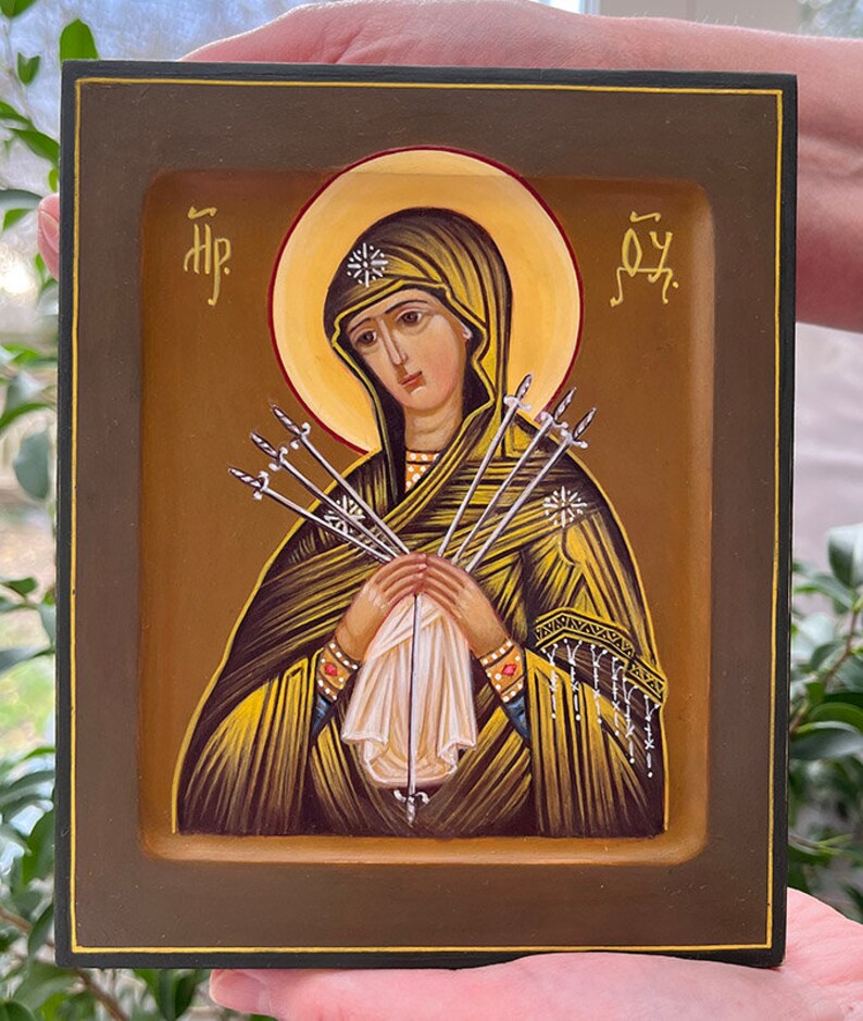 Icon Mary Mother of God, Our Lady With Seven Arrows - Etsy